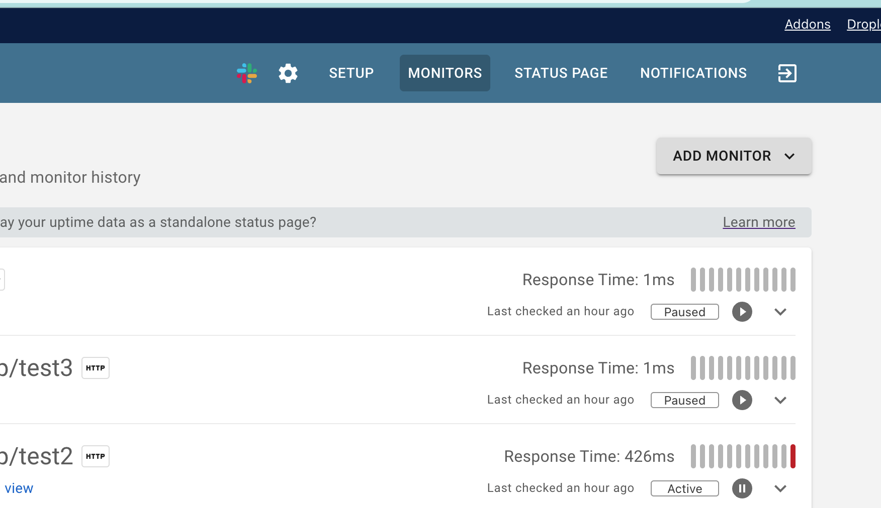 Digital Ocean Support - Status List